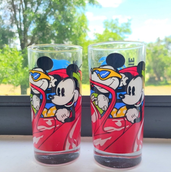 Disney | Dining | Mickey And Minnie Mouse Drinking Glasses X2 Vintage ...